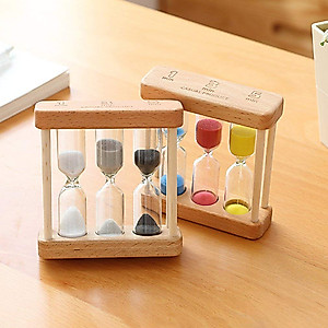 Banghotfire 1/3/5 Minute Wooden Sand Glass Hourglass Timer Clock Home Decor Gift Black White