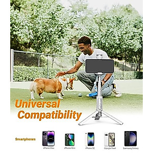 KraftGeek 33" Selfie Stick Tripod with Remote, iPhone and Android Extendable Phone Tripod, 1/4" Screw Mount for Cell Phone, Light, Camera, Anti-Shake Premium Portable Travel Phone Tripod Stand