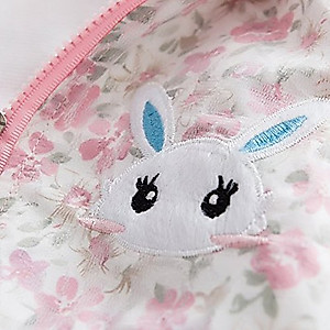 famuka Baby Girls Hooded Jacket Floral Pattern Coat Rabbit Style Windbreaker for Spring/Autumn (Pink, 3-6 Months)