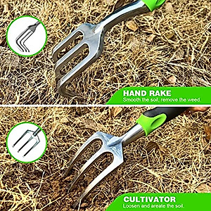 Garden Tool Set Gardening Hand Tools Outdoor Tools Kit Heavy Duty with Storage Bag Trowel Shovel Rake Weeder Pruner Shears Plant Gardening Gift for Women Men Gardener of GZGNEEVL