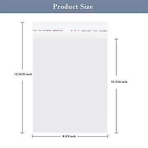 Miraclekoo 100Pcs 8-3/4 x 11-1/16 Inch Clear Self Sealing Cellophane Cello Bags Thick Plastic Sleeves - Fit 8.5x11 Inch Paper Photo Mats Envelopes Art Prints