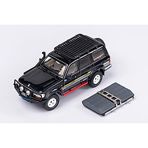 FloZ for KengFai for Toyota for Land Cruiser for LC80 Off-Road Vehicle Pearl Black Off Road Edition 1:64 Truck Pre-Built Model