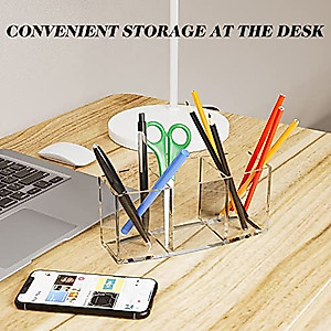 Rolybag Acrylic Makeup Brush Holder Organizer 3 Slots Cosmetic Brushes Storage Clear Pen Holder Eyeliners Eyebrow Pencil Display Case for Desk and Bathroom Vanity Storage Solution