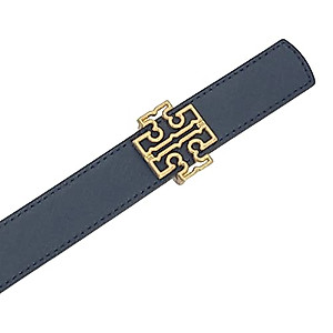 Tory Burch 141739 Britten Logo Black/Classic Tan With Gold Hardware Reversible 1 Inch Width Women's Belt (XL)