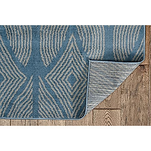 Leona Barker Blue and Light Grey 6'5" x 9'3" by Linon