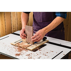 Rockler Wood Router Table Box Joint Jig – Miter Box with Comfortable Ergonomic Knobs – Router Jig Includes Solid Brass Indexing Keys of Three Finger Widths (1/4'', 3/8'', 1/2'')- Table Saw Accessories