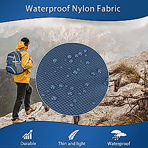 Hiking Backpack for Women & Men, Waterproof Foldable Nylon Camping Backpack, Lightweight Multi Compartment Travel Daypack for Outdoor Cycling/Climbing (Deep Blue）