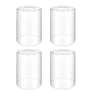 Licperron Clear Glass Lamp Shade Replacement 4 Pack,5.5inch High, 3.9inch Diameter, 1.69inch Fitter, High Transmittance Cylinder Glass Lampshade Covers for Vanity wall light fixtures Pendant Light