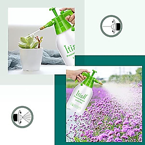 ITISLL Manual Garden Sprayer Hand Lawn Pressure Pump Sprayer Safety Valve Adjustable Brass Nozzle 0.5 Gal 2L