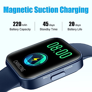 Joombonpia Smart Watch for Android Phones iPhone Compatible 1.71''Touch Screen Fitness Tracker with Heart Rate Blood Oxygen Sleep Monitor IP68 Waterproof Smart Watches for Men(Blue)