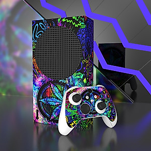PlayVital Psychedelic Leaf Custom Vinyl Skins for Xbox Core Wireless Controller, Wrap Decal Cover Stickers for Xbox Series S Console Controller