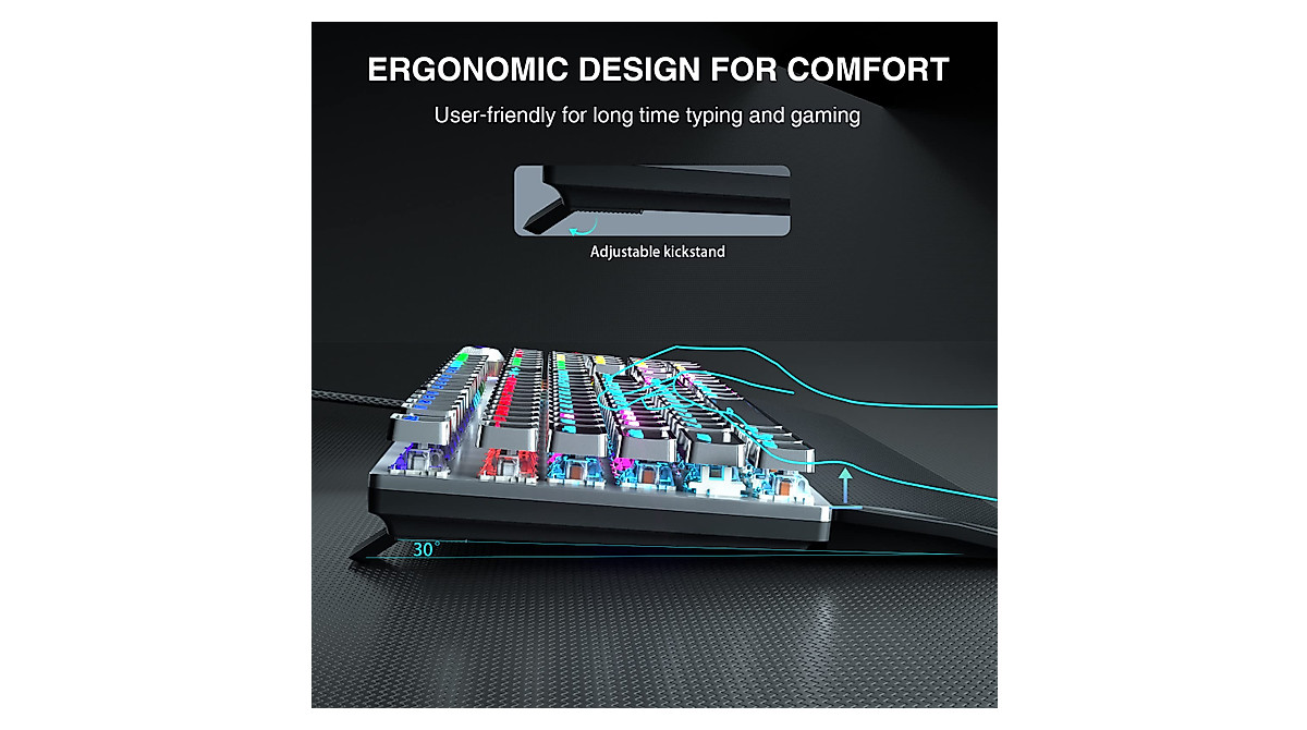 AULA Retro Typewriter Gaming Keyboard and Mouse Combo (F2088 Punk Blue ...