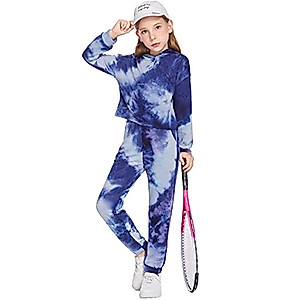 Greatchy Little Girls Tie Dye Set Clothes Outfits Jogger Sweatsuits Tracksuits Sweatshirts Hoodies Pants Sets Size 8-9 Years