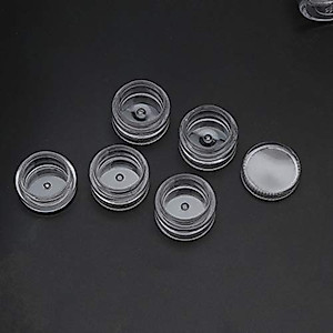 Diarypiece 5Pcs Clear Empty Stackable Plastic Cosmetic Container Pot Jars with Lids for Make Up, Eye Shadow, Nails, Powder, Gems, Beads, Jewelry (25mm high each)