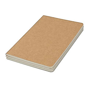 3 Pack Travel Journal Notebook for Travelers or School - Kraft Brown Soft Cover - 5.5” x 8.25” - 96 Ruled Pages/48 Sheets