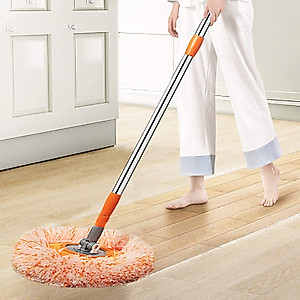 TIMIVO Dust Mop, Microfiber Mops for Floor Cleaning, with Height Adjustable Handle and 1 Washable Mops Pad, Wet & Dry Floor Cleaning Mop for Hardwood, Tiles, Laminate - Dust Broom (Orange)