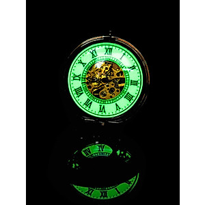 BOSHIYA Mechanical Pocket Watch Luminous Steampunk Vintage Pocket Watch/with Chains/Hand Wind Up/Black Skeleton/Dial Roman Numberals