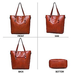 Women Vintage Handbag and Purse Leather Tote Shoulder Bag Large Satchel Top Handle Work Bag Set 4pcs