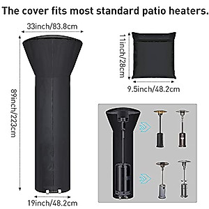 Hayenda Patio Heater Covers, Outdoor Heater Cover with Zipper and Storage Bag Waterproof Covers for Standing Heater, Black 89”Hx33”Dx19”B