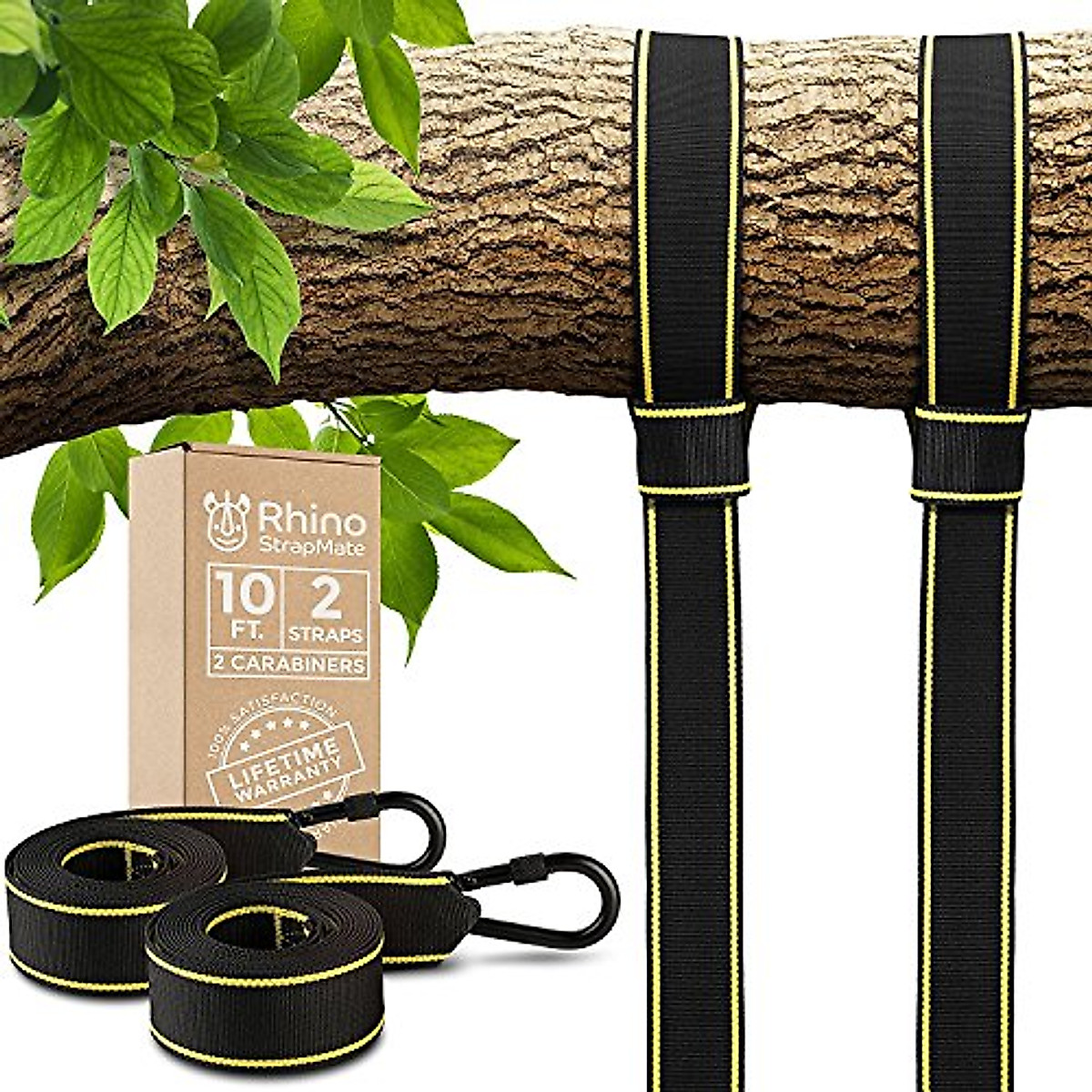Tree Swing Straps Hanging Kit - Two 10ft Straps, Holds 2800 lbs (SGS Certified), Fast & Easy Way to Hang Any Swing