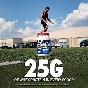 GHOST WHEY Protein Powder, Oreo - 2lb, 25g of Protein - Whey Protein Blend -Post Workout Fitness & Nutrition Shakes, Smoothies, Baking & Cooking - Cookie Pieces Inside