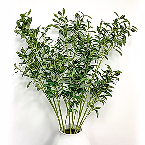Zen Lyfe 39" Tall Faux Olive Branches 3 Pcs (Total 18 Branches) for Vases Olive Branches with Olives Greenery Stems Plants Home Decor Indoor Outdoor Wedding Decoration