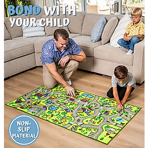 ToyVelt Kids Carpet Playmat Car Rug – Educational Road Traffic Carpet Multi Color Play Mat - Best Kids Rugs for Playroom & Kid Bedroom – for Ages 3-12 Years Old (43" L x 26" W)
