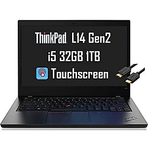 Lenovo ThinkPad L14 Gen 2 14" FHD Touchscreen (Intel i5-1135G7, 32GB RAM, 1TB PCIe SSD (> i7-1065G7)) Business Laptop, IPS Anti-Glare, Thunderbolt 4, Webcam, Wi-Fi 6E, IST HDMI, Win 11 Pro