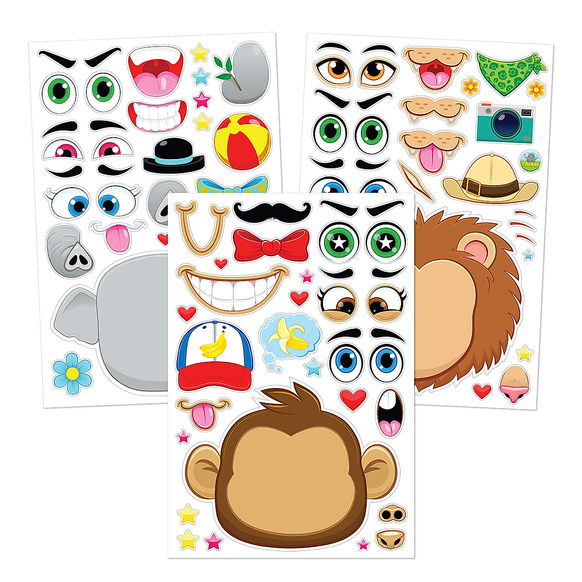 JOYIN 36 PCS 9"x6" Make a face Stickers for Kids, Make Your Own Animal Mix and Match Sticker Sheets with Safaris, Sea and Fantasy Animals Kids Crafts Party Favors Goodie Bags Stuffers for Kids