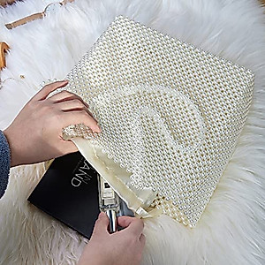 Grandxii Pearl Purse Tote Bag Shouder Bag For Women Wedding Party Shiny Beaded Bag Travel Bag With Pearl