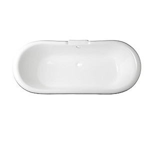 Signature Hardware 917204-72-RH Langly 72" Cast Iron Soaking Double Slipper, Pedestal Freestanding Tub with Pre-Drilled Overflow Hole and 7" Rim Holes
