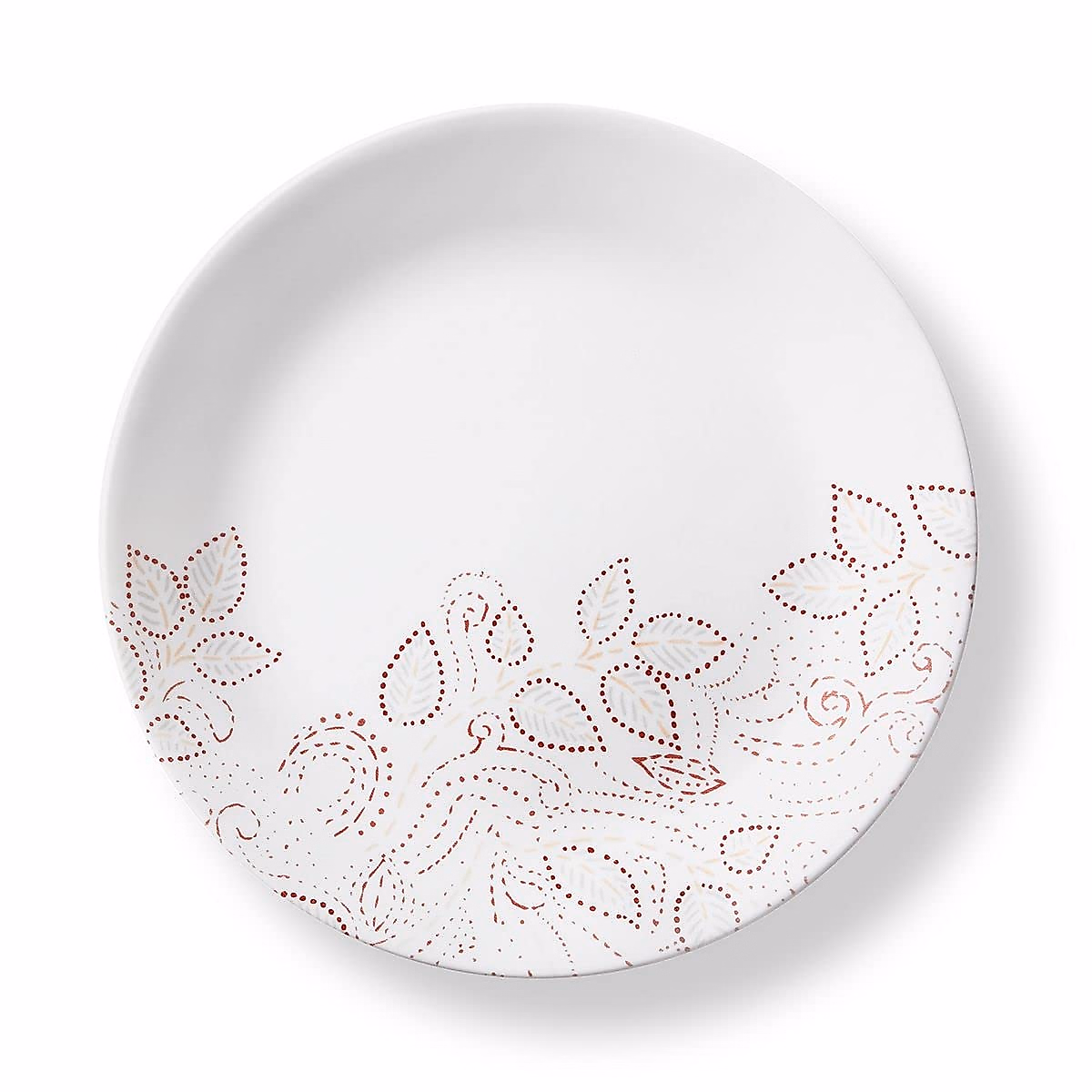 Corelle Leaf Stitch 12-Piece Dinnerware Set Service for 4 red, White