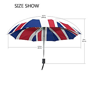 CHINEIN Travel Umbrella Auto Open Compact Folding Sun & Rain Protection London British Flag National Emblem