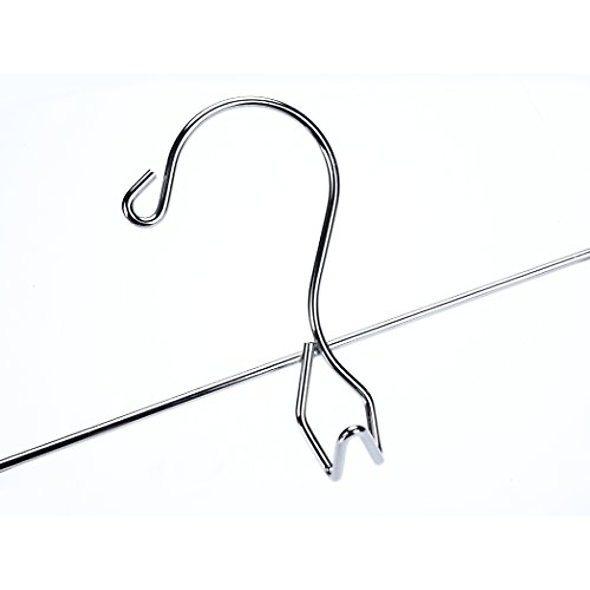 6 Quality Pants Hangers Heavy Duty Add-on Skirt/Slack Metal Hanger, Extra Wide Adjustable Clips, Multi Stackable Add on Hangers, Chrome, Jeans, Bottoms, Set of 6