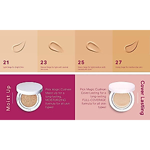 MISSHA Magic Cushion Foundation No.21 Light Beige for Bright Skin, Flawless Coverage,Dewy Finish,Easy Application for All Skin Types