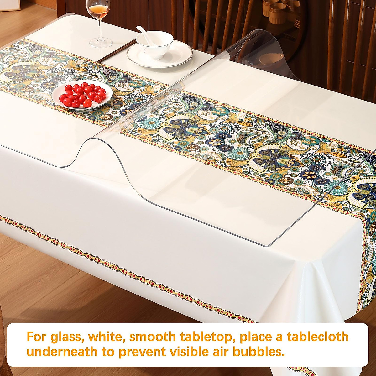 36 x 60 Inch 5ft Clear Plastic Dining Table Protector Tablecloth Desk Pad Mat Wooden Furniture Coffee Glass End Side Bistro Table Cloth Top Protection Countertop Cover Waterproof Rectangular PVC Vinyl