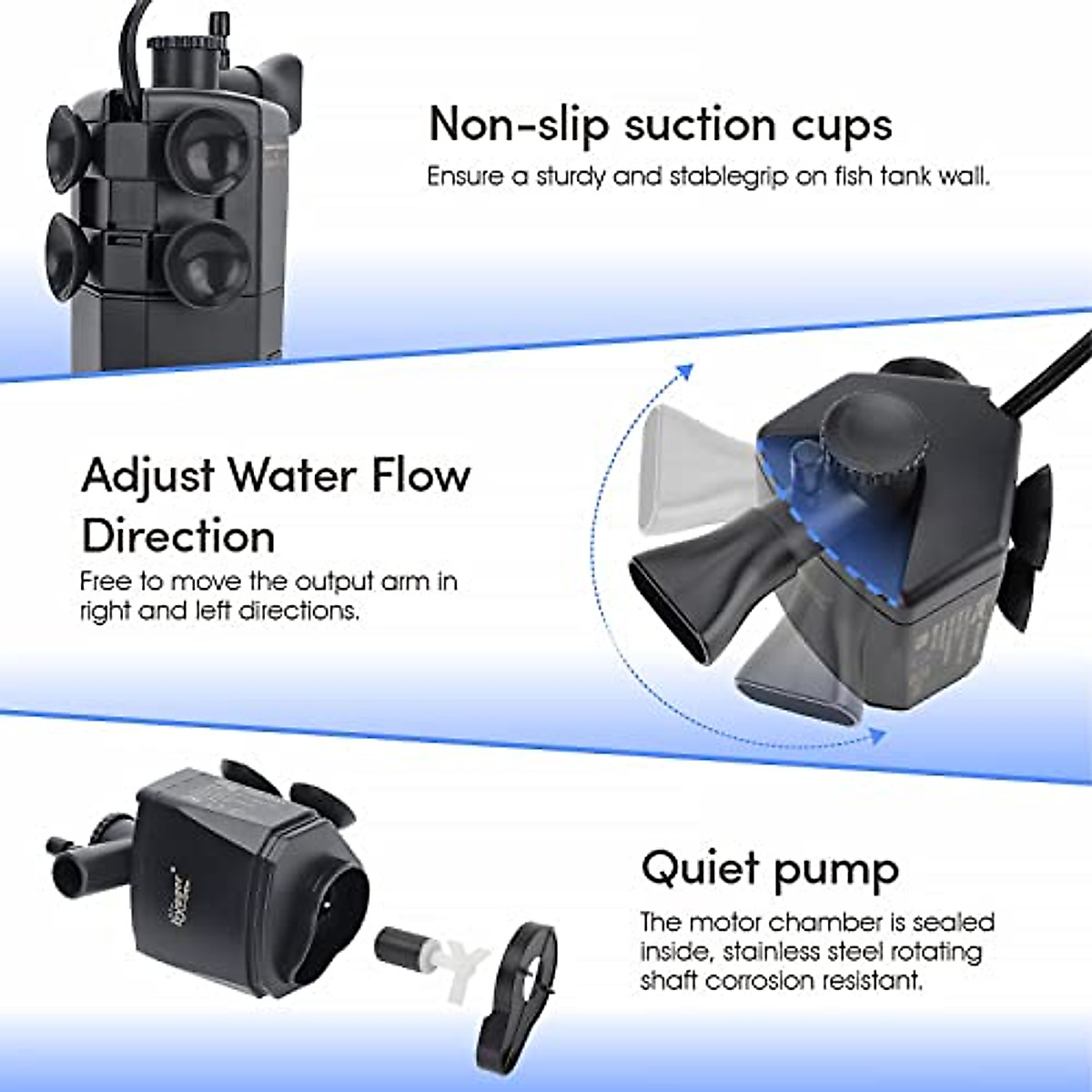 hygger Aquarium Corner Filter 85GPH for Small Fish Tanks