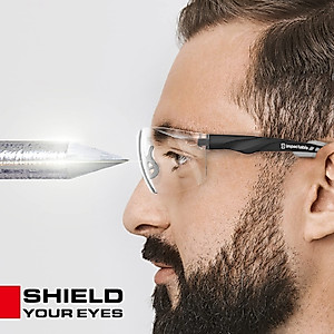 IMPACTABLE ANSI Z87.1 Safety Glasses, Anti-Fog UV Impact Scratch Resistant for Eye Protection at Work, Sports, Shooting, Pickleball, Clear Wraparound Lenses, No-Slip Nose Grip, Grey and Black, 1 Pack