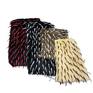 Fashion Fabrics LLC Two Tone Spike Shaggy Faux Fur Fabric (Black | Red)
