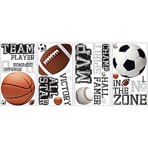 RoomMates RMK1705SCS All Star Sports Saying Peel and Stick Wall Decals 10 inch x 18 inch