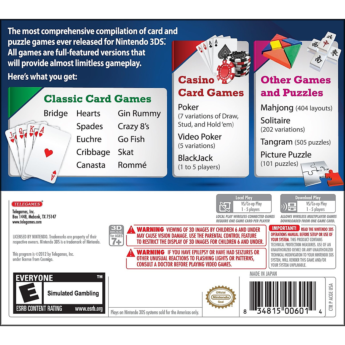 Classic Games Overload: Card & Puzzle Edition - 3DS