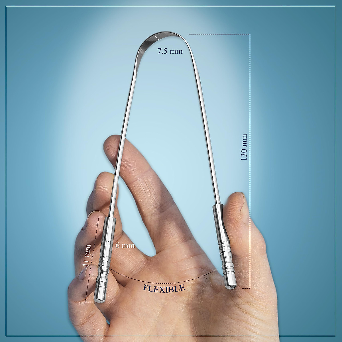 MasterMedi Tongue Cleaner Tongue Scraper Surgical Grade Stainless Steel Tongue Brush Dental Kit Professional Eliminate Bad Breath With Non-synthetic Grip (Family Pack (4 pcs)