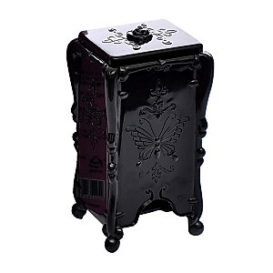 Acrylic Cotton Pads Holder Dispenser Butterfly Pattern Makeup Cotton Pads Case Box Organizer with Lid Container for Storage Nail Remover Pads Beauty Tools, Black