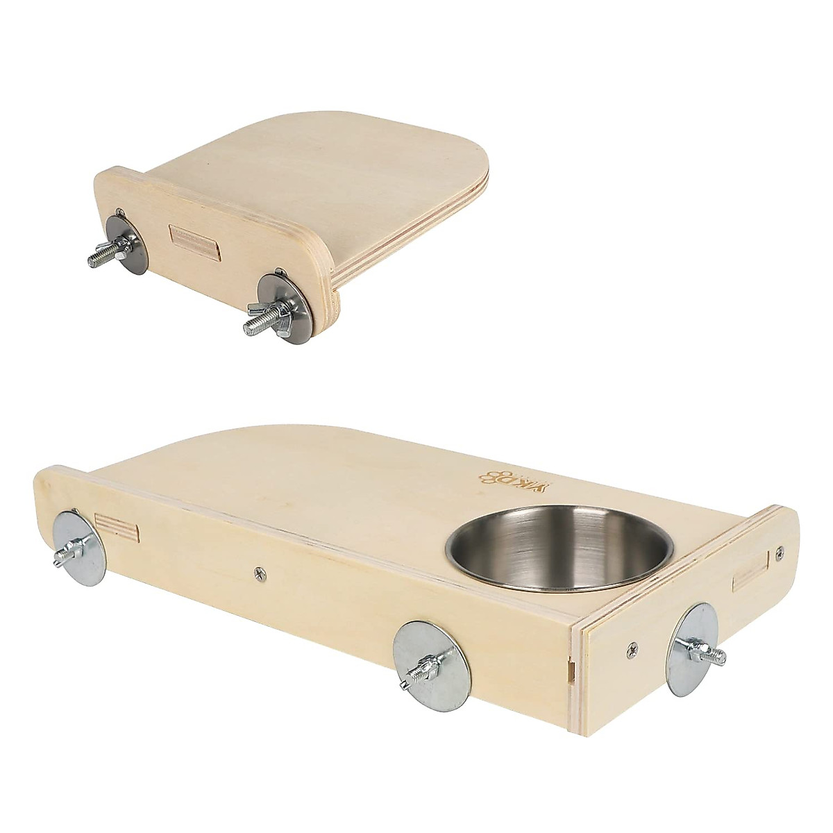 Chinchilla Wooden Platform Set, Chinchilla Cage Platform with Feeding Bowl, Small Animals Cage Accessories for Chinchilla Squirrel Gerbil Suger Glider Hamsters (Feeding Platform + Small Platform)