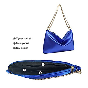 PHUMEE Satin Chain Strap Glossy Mini Clutch Square Purse for Women Hobo Bag Solid Shoulder Handbags