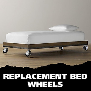 King's Brand Heavy Duty Caster Wheels for Bed Frame ~Set of 4~ (2 Locking & 2 None Locking)