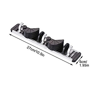 TOGU Mop and Broom Holder Wall Mounted 2 Position Storage Rack with 3 Hooks Holds up to 5 Tools Utility Weatherproof Holder for Garage Storage Systems Broom Organizer,Black