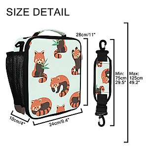 My Daily Red Panda Insulated Lunch Bag, Cute Cartoon Portable Lunch Box for Women Adults Reusable Cooler Tote with Shoulder Strap for Office