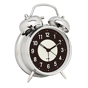 KAMEISHI Loud Alarm Clock for Heavy Sleepers Adults, Retro 4.5 Inches Twin Bell Battery Operated Analog Kids Desk Clocks for Bedrooms Bedside (Noctilucent Black)