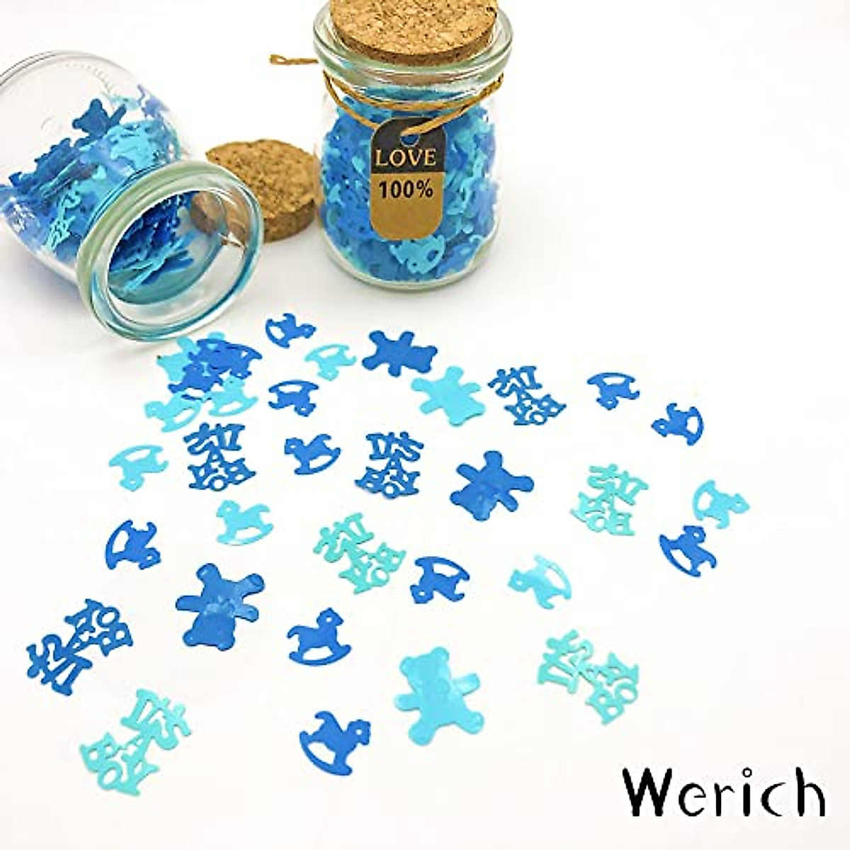 Werich Baby Boy Confetti for Tables Baby Shower Games Gender Disclosure Birthday Party Glitter Metallic Foil Table Scatters Confetti for Party Decorations DIY